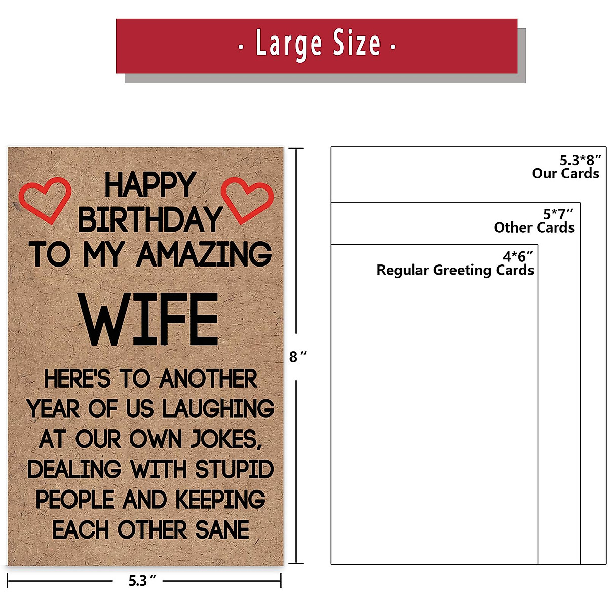 Ziwenhu Rude Wife Birthday Card from Husband, Best Gift for My Wife Birthday, Happy Wife Birthday Gift Ideas for Her, Humor Birthday Gifts for Wife