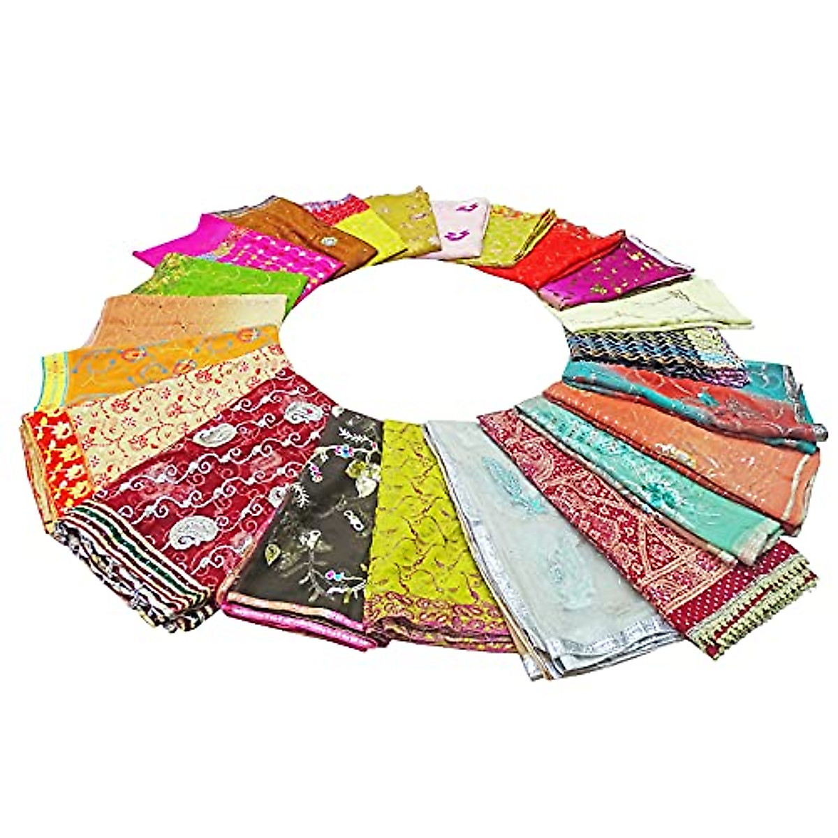 Peegli Pack of 50 Assorted Wholesale Textile Indian Dupatta Women Scarves Handmade Mixed Fabric Lot