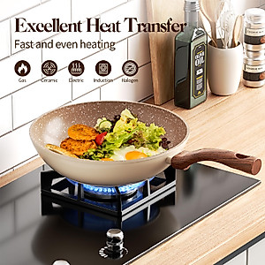 Innerwell Pots and Pans Set Nonstick, 6 Piece Kitchen Nonstick Cookware Sets with Bakelite Handles, Non-Toxic Non Stick Cooking Set, Granite Induction Compatible (PFOS, PFOA Free)