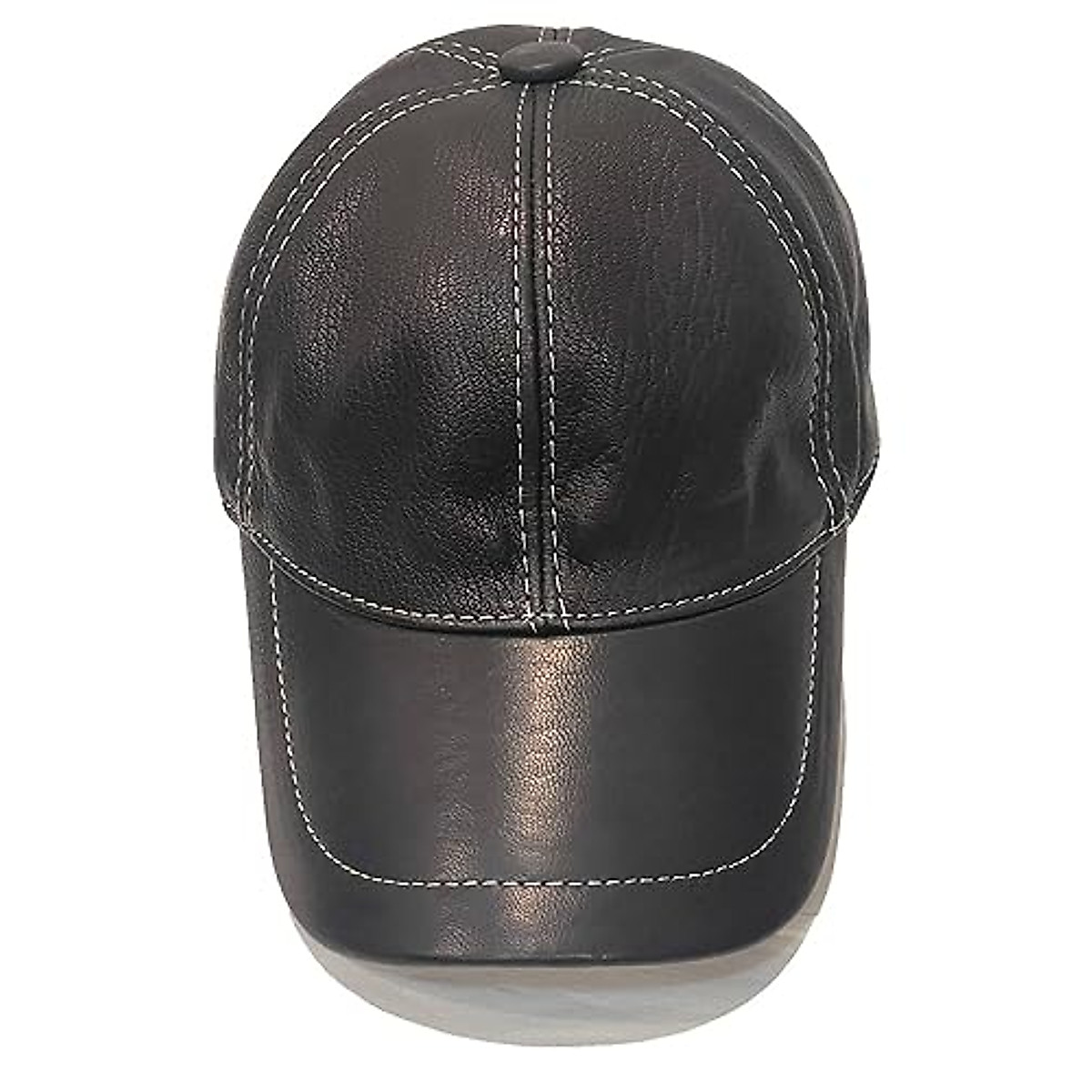 100% Real Genuine Lambskin Leather Baseball Cap Hat Sports Visor Black