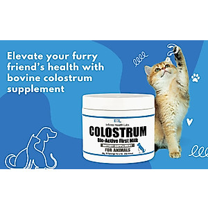 Infinite Health Labs Bio-Active Bovine Colostrum for Dogs, Cats, Puppies, Kittens & Pets - Daily Colostrum Powder Supplement 40g (80 Servings)