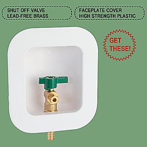 [1 Piece] Lingmfg Ice Maker Outlet Box PEX Crimp, 1/2 inch Crimp PEX 1807, Connection 1/4 Inch Ice Maker Hose, Water Valve Box Inlet Compression Cover Old Work