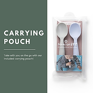 Miniware Silicone Baby Spoon for Training - BPA Free Baby Utensils - Baby Spoons Self Feeding 6 Months | 100% Food Grade Silicone - Modern & Dishwasher Safe Toddler Spoons (Grey and Lavender)