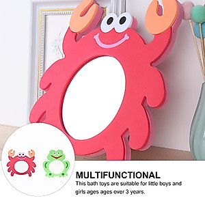 2pcs Mirror Bath Toy Baby Toddler Cartoon Frog Crab Mirror Bathing Plaything Water Toy for Kids Toddler
