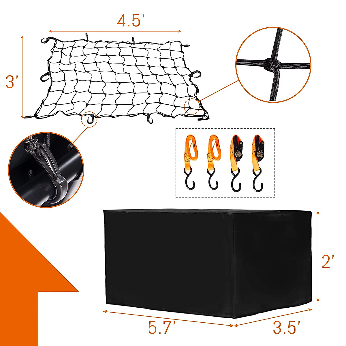 Polar Aurora 64" Universal Roof Rack Cargo Carrier Adjustable Car Top Luggage Basket Holder with Net and Dust Cover