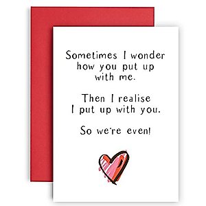 We Put up with Each Other! Funny Anniversary Card - Wedding Anniversary Card - Birthday Cards for Him - Birthday Cards for her - Witty Card for Husband - Banter Card for Wife Anniversary Card - A5
