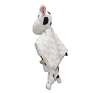 Baby Security Blanket, Cartoon Security Blanket Stuffed Animal Soft Plush with Pacifier for Teething Period (Cow)