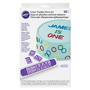 Wilton Cake Letter and Number Press Set, Use on Fondant or Buttercream Frosting, Ideal for Decorating Personalized Birthday Cakes, Includes 1 Holder, 2 Locks, and 85 Assorted Tiles, Purple