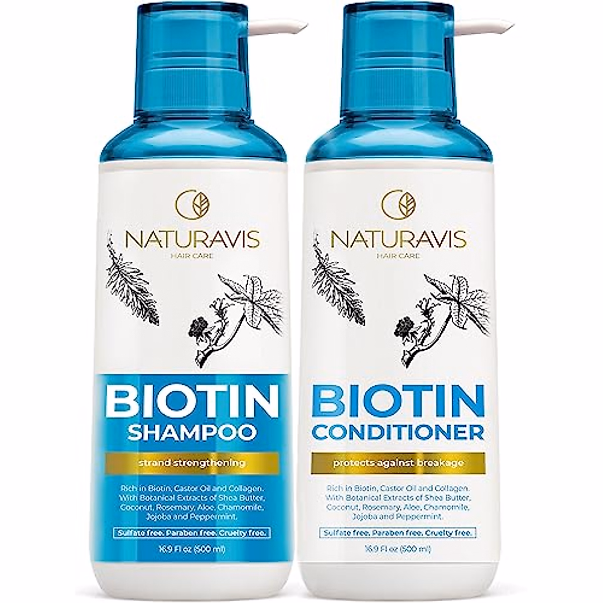 Biotin Shampoo and Conditioner Set with Castor Oil Sulfate Free for Men and Women - With Shea to Promote Intense Moisture for Hair