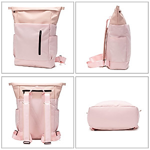 NOL Natural Organic Lifestyle Casual Daypacks for Women Lightweight Nylon Backpack Roomy Medium Size Backpacks (P pink)