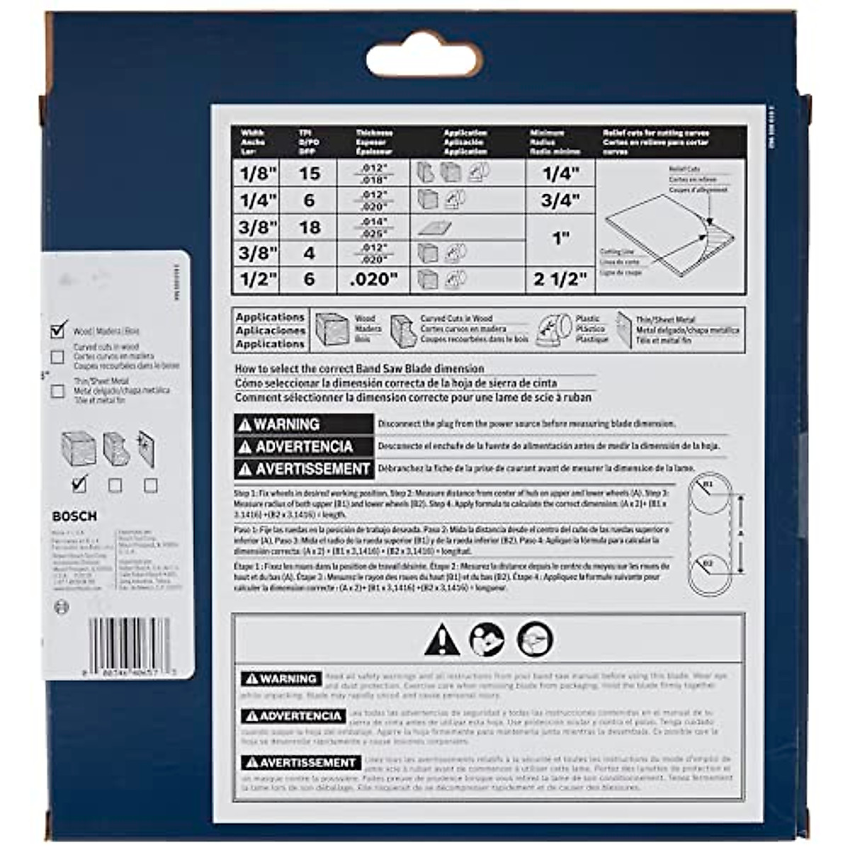 Bosch BS72716-15S 72-7/16-Inch X 1/8-Inch X 15-Tpi Scroll Cutting Stationary Band Saw Blade