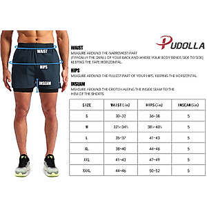 Pudolla Men’s 2 in 1 Running Shorts 5" Quick Dry Gym Athletic Workout Shorts for Men with Phone Pockets(Flame Orange Large)