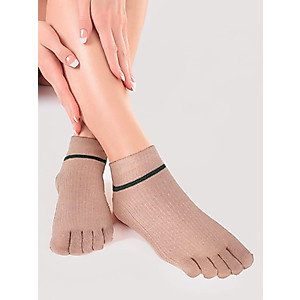 Bencailor 4 Pair Women Five Toe Socks Cotton Toe Socks Athletic Running Long Split Toe Women's Cotton Crew Ankle Socks(Black, White, Grey, Khaki)
