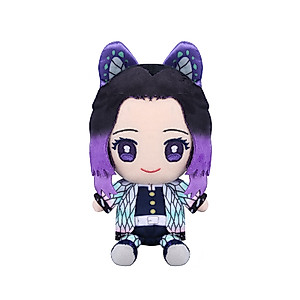 LINKOM Plush Doll Toy Anime Figure Kyoujurou/Uzui Tengen Stuffed Plushie Cute Toys Keychain Cosplay Props Halloween (Kochou Shinobu, 18cm/7inch)