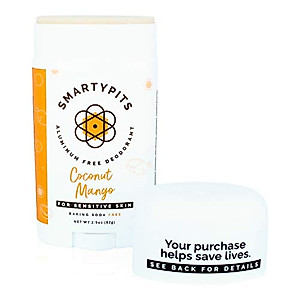 Natural/Aluminum-Free Deodorant for Sensitive Skin (baking soda free): Paraben Free, Phthalate Free, Not Tested on Animals | (Coconut Mango)
