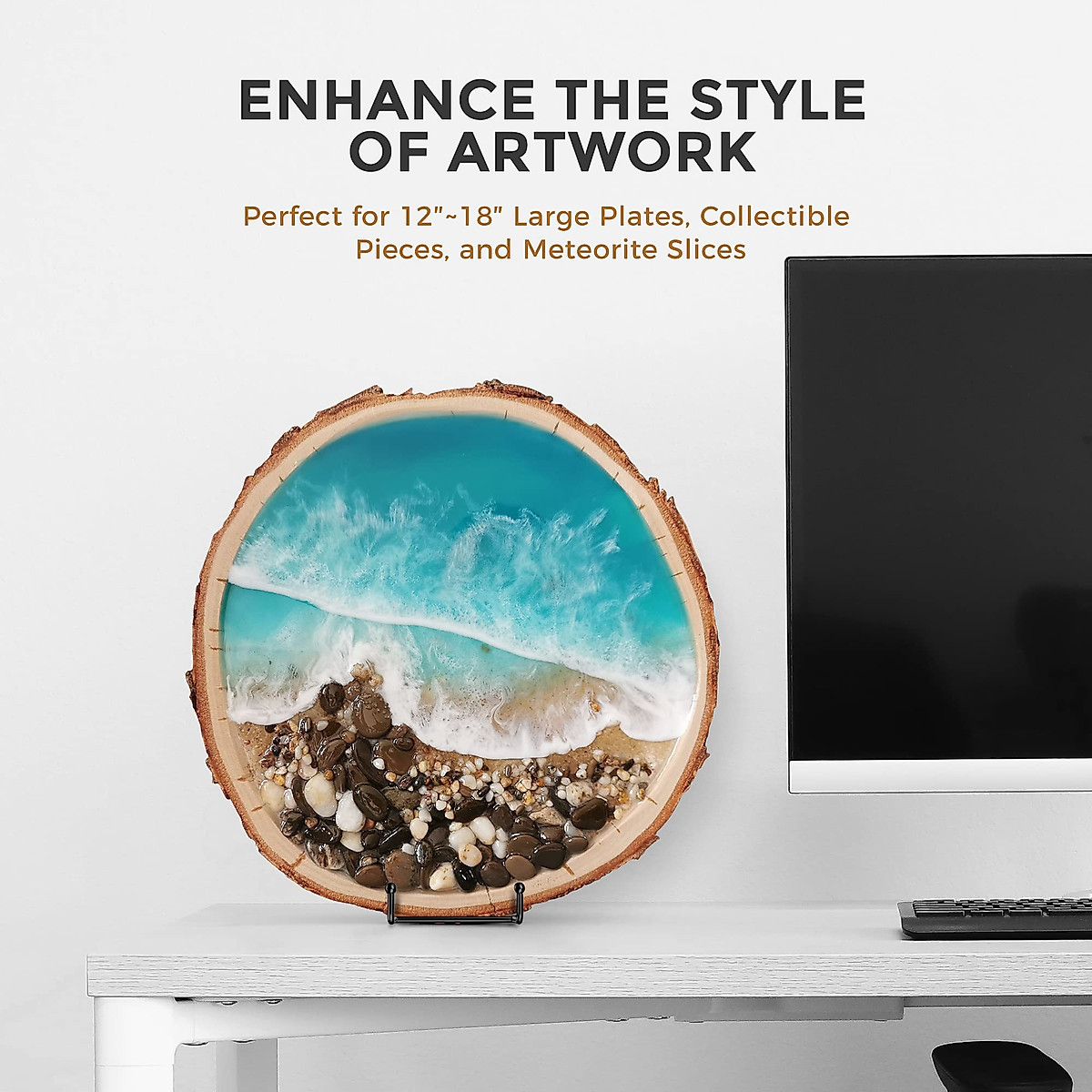 TR-LIFE Plate Stands/Holder for Display, 8 Inch, Large, Metal Frame for Picture, Decorative Platter, Book, Photo Easel (2 Pack)