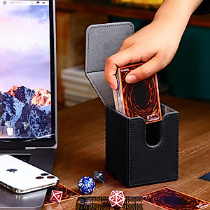 Yookeer 4 Pieces Leather Deck Card Boxes Cards Deck Game Box for Collectible Playing Card Box Compatible with MTG Commander Decks (White, Black, Purple, Yellow, Vertical)