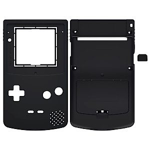 IPS Ready Upgraded eXtremeRate Black Replacement Shell Full Housing Cover & Black Screen Lens for Gameboy Color – Fit for GBC OSD IPS & Regular IPS & Standard LCD – Console & IPS Screen Without