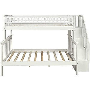 ATH-S Bunk Beds Twin Over Twin Wood Bunk Bed Frame for Boys Girls Teens, Can be Divided into 2 Beds, Gray (Color : White, Size : Twin Over Full)