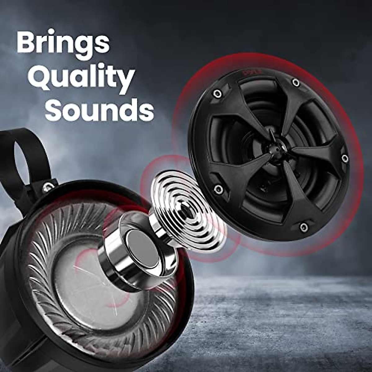 Pyle Waterproof Off-Road Speakers with Amplifier - 4-Inch Marine Grade Speakers for Outdoor Audio - 1500W 4-Channel System - ATV, UTV, Quad, Jeep, Boat Compatible