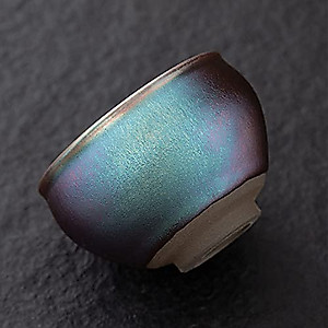 KALEFUCHA Handmade Chinese Tenmoku Tianmu Jian Zhan Gongfu/Kungfu Tea Cup With Certificate and Gift Box, Set Of Two Jianzhan Tea Ceremony Cups in Japanese Style. 155 ml (5.24 oz)