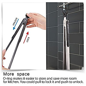 GEEKHOM Barbecue Tongs 16-Inch Extra Long Grilling Tong for Cooking with Silicone Tips and Locking Head, Non-Slip Non-Stick Kitchen Tong BBQ Tool for Grills Smokers Salad