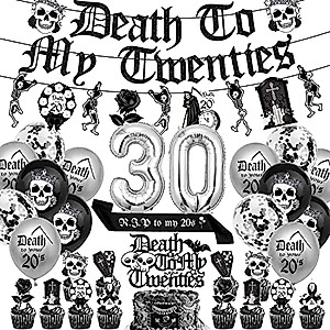 Birthday Decorations 30th Birthday Decorations for Women Him Men Death to My 20s Decorations Rip to My 20s Happy Birthday Party Decorations Thirtieth My Youth Funeral Party Decorations Balloons Banner