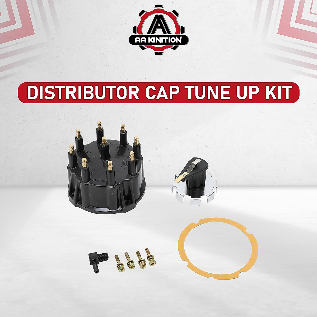 Replacement Distributor Cap Tune Up Kit - Compatible with Mercruiser GM V8 Engines with Thunderbolt IV, V HEI Ignition System - Replaces Parts 187523, 805759Q3, 805759T3 - Rotor, Cap, Gasket