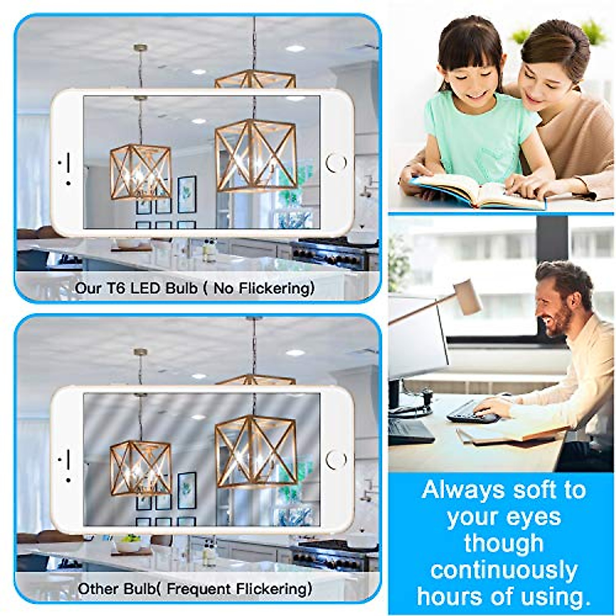 Mlambert Dimmable E12 LED Light Bulb, 40W Equivalent Candelabra Bulbs, 5000K Daylight White T6 4W T25 Filament Bulb for Chandeliers, Ceiling Fan, Pendant, Wall sconces, Pack of 5