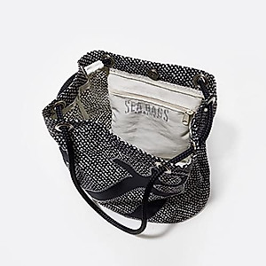 Sea Bags Recycled Sail Cloth Black Anchor on Barnacle Print Convertible Bucket Bag Backpack Purse Travel Purse