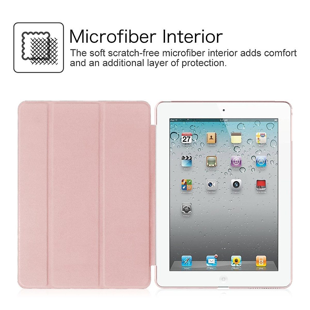 Fintie Case for iPad 4th Generation (2012 Model), iPad 3rd Gen (2012 Model), iPad 2 (2011 Model) 9.7 inch Tablet - Smart Slim Shell Translucent Frosted Back Cover Auto Wake/Sleep, Rose Gold