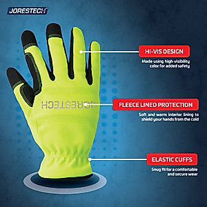 JORESTECH Fleece Lined Winter Work Gloves High Visibility Safety Touch Screen Technology Multipurpose (Large)
