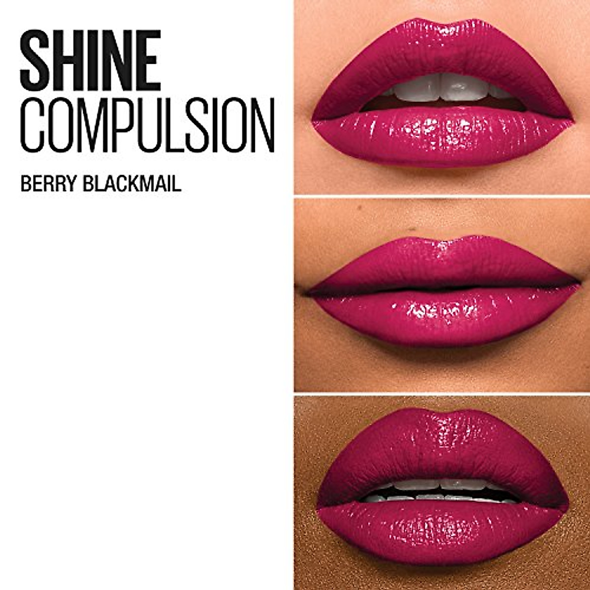 Maybelline Color Sensational Shine Compulsion Lipstick, Berry Blackmail, 1 Tube, 0.1 Ounce