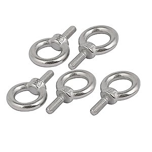 uxcell Lifting Eye Bolt M4 x 11mm Male Thread 304 Stainless Steel for Hanging, Pack of 5