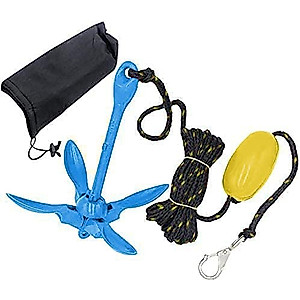 XIALUO Marine Kayak Anchor Kits 3.5 lb Folding Anchor Accessories with 30 ft Rope for Fishing Kayaks, Canoe, Jet Ski, SUP Paddle Board and Small Boats