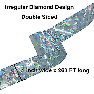 SUJAYU Bird Scare Tape, 1''x260FT Double Sided Repellent Deterrent Reflective Tape for Scaring Birds Away (Silver-1)