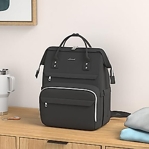 LOVEVOOK Laptop Backpack for Women Travel Backpack College Purse Teacher Back Pack 15.6 Inch Stylish Work Computer Bag with Pen Case, Black