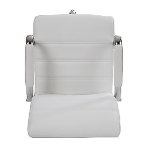 Flash Furniture Adjustable Height Drafting Chair - Contemporary Mid-Back White LeatherSoft Drafting Stool Chair - Adjustable Foot Ring & Chrome Base