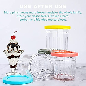 LP 4 Pcs Ice Cream Pints Containers and Lids, 16oz Cups Compatible with NC301 NC300 NC299AMZ Series Creami Ice Cream Makers, Creami Deluxe Pint Containers, BPA-Free, Dishwasher Safe