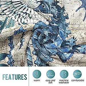 Levens Seahorse Throw Blanket Soft Ocean Animal Print Blanket for Couch Bed Chair Office Sofa 50"x60"