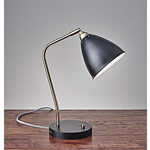 Adesso 16"-21" USB Desk, Smart Outlet Compatible Home 3463-01 Transitional One Light Table Lamp from Chelsea Collection in Two-Tone Finish, 11.00 inches, Painted Brass/Black