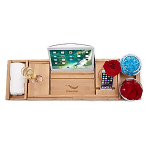 Streamline | Clawfoot 59" N1120GLD-CH Acrylic Bathtub, Black | Comes with External Drain And Chrome Overflow | Bamboo Tray Included