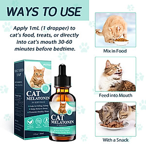 IPOTAO Cat Melatonin - Cat Calming Products for Stress & Anxiety Relief, Melatonin for Cats' Sleep Aid, Cat Relaxer Calming Drops, Support Restful Sleep for Your Cat, 1 fl oz