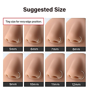 Thin Nose Rings Hoops for Women/Men,Tiny Small Gold Nose Rings 22g for Nose Piercings (1pc - 22 gauge - 7mm,14K Gold Filled)