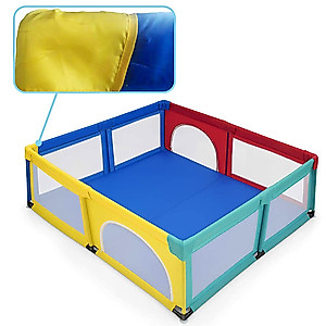Baby Playpen, Play Pen,Playpen for Babies and Toddlers,Play Yard for Baby, Baby Playard with Safety Gates/ Ocean Balls/Toddler Handle