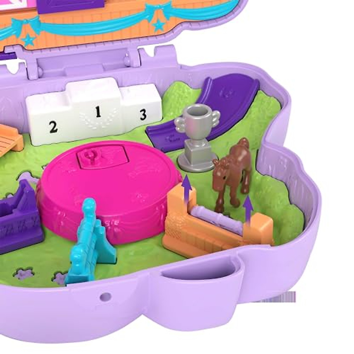 Polly Pocket Compact Playset, Jumpin' Style Pony with 2 Micro Dolls & Accessories, Travel Toys with Surprise Reveals