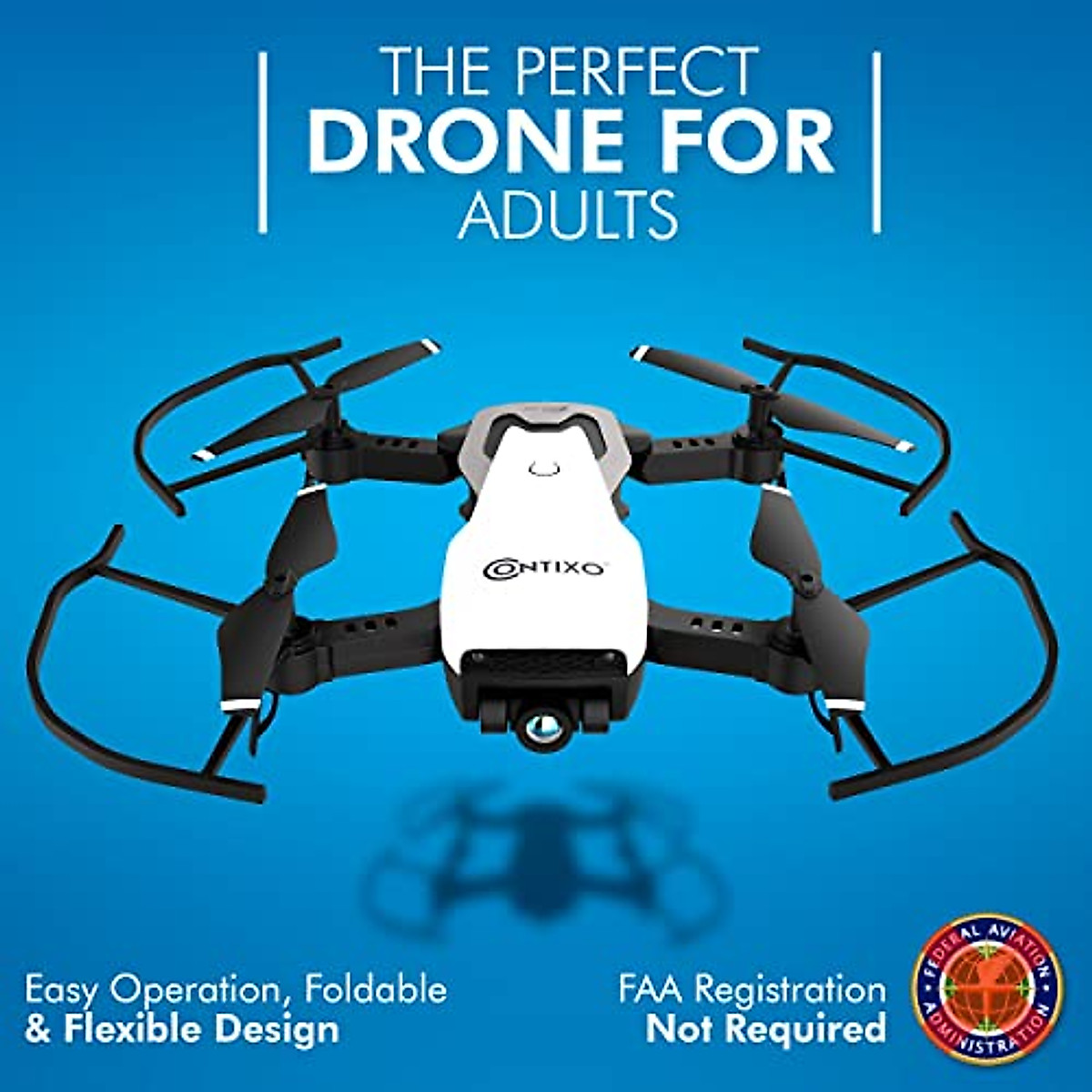 Contixo F16 FPV Drone with Camera for Kids - 2.4G RC Quadcopter Drones for Kids and Beginners with 6-Axis Gyro, 1080P HD Camera, Follow Me Mode, Gesture Control, Headless Mode, WiFi, 2 Batteries