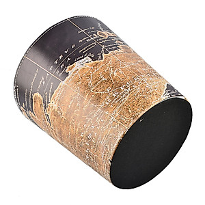 Scakbyer Wastebasket, Retro European Style Household Home Office Round PU Leather Waste Bin Paper Basket Trash Can Dustbin Garbage Bin Wastepaper Basket Ashcan Ashbin - Map