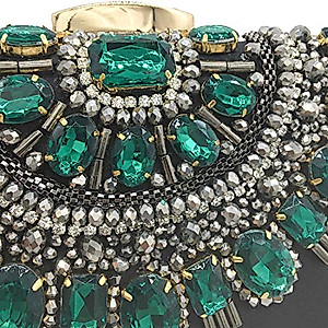 Boutique De FGG Green Beaded Evening Bags and Clutches for Women Formal Party Handbags Bridal Crystal Clutch Purse