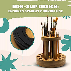 Meadows Art Supplies Paint Brush Holder for Artist Supplies - Paint Brush Organizer & Rotating Paintbrush Holder - Art Supply Storage Organizer for Paint Accessories & Supplies - Painting Supplies